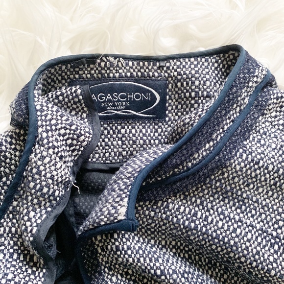 Magaschoni | Jackets & Coats | Magaschoni Navy Tweed Jacket M | Poshmark